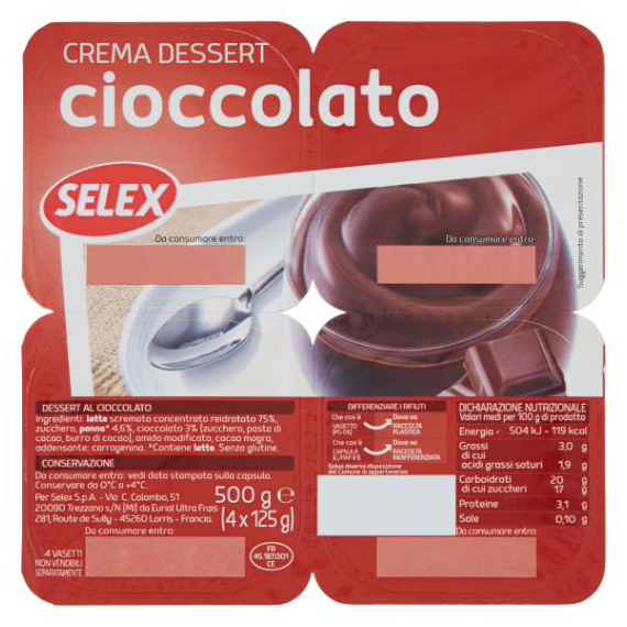 Test e Recensione SELEX CREMA DESSERT CIOCCOLATO | Altroconsumo