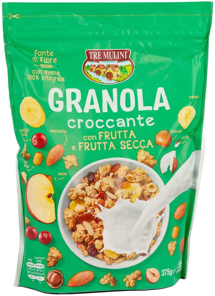 Test e Recensione TRE MULINI (EUROSPIN) GRANOLA CROCCANTE CON FRUTTA E ...